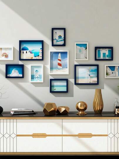 High-End Creative Photo Wall Hanging Frames Set Of 11 With Scenery ...