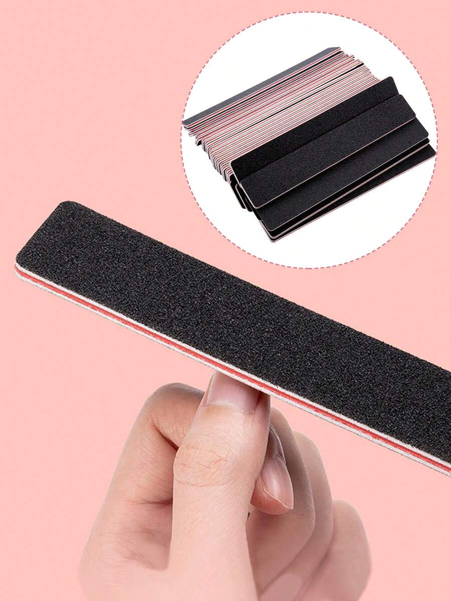 10pcs Black Manicure Nail Files Double-Sided Square Buffers | SHEIN ...