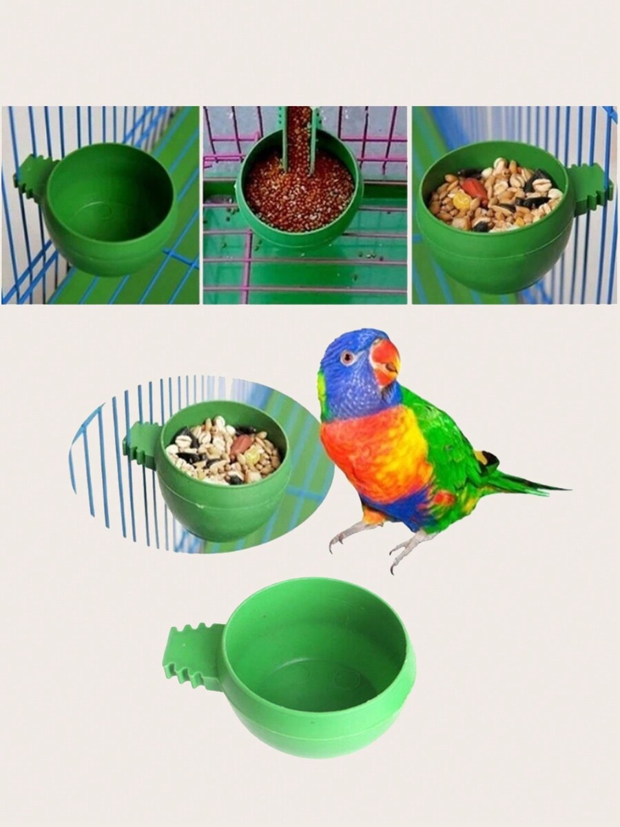1pc Round Bird Feeding Box With Plastic Water Bowl, Universal Wire Cage ...
