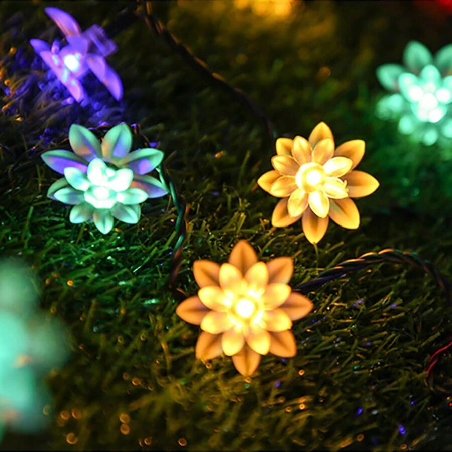 100 Flower Solar Light, LED Flower, Gradient Light, Outdoor, Backyard ...