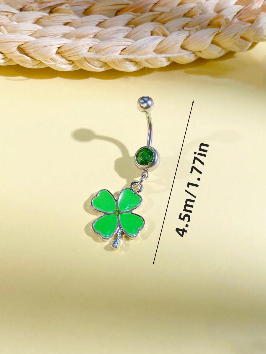 Navel Ring Four-Leaf Clover Body Piercing Navel Nail Stainless Steel ... Navel Ring Four-Leaf Clover Body Piercing Navel Nail Stainless Steel ...