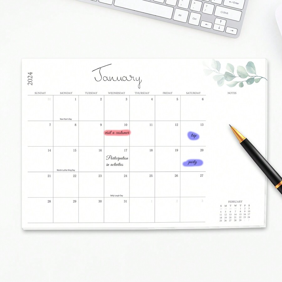 1 Pc Programa Diario Y Mensual Con Fecha 2024 Y Calendario Diario Y ...