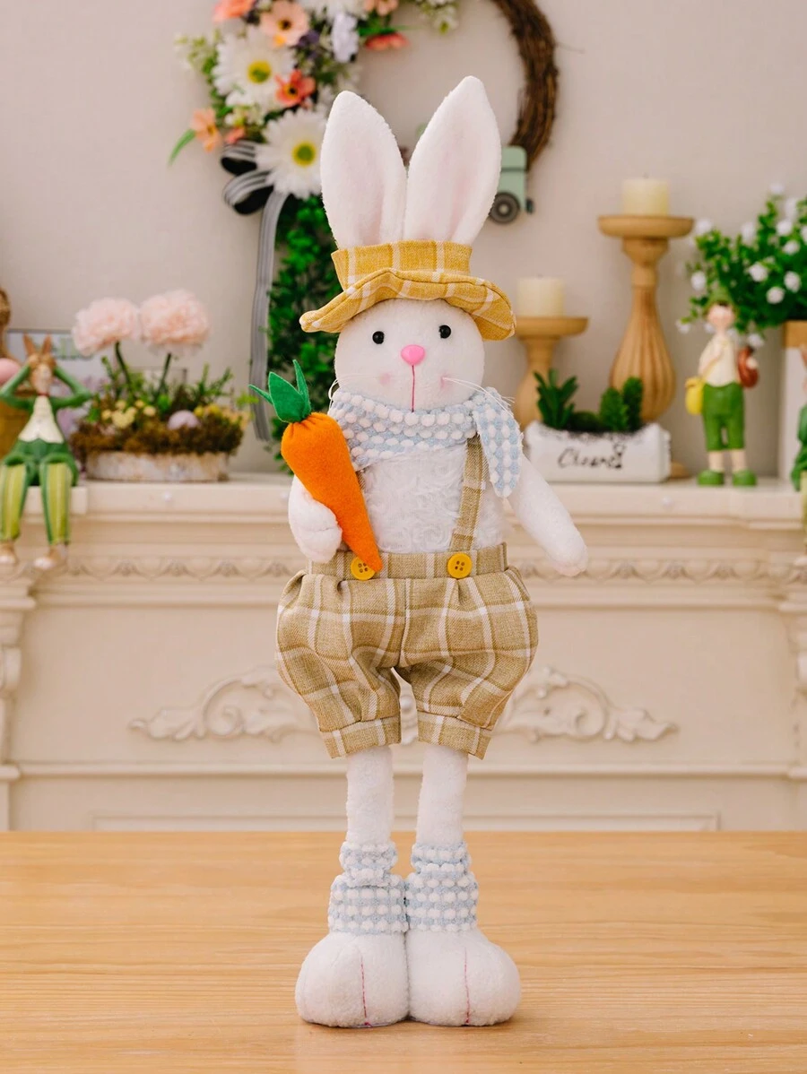 1pc Easter Bunny Doll With Carrot Decoration, Stretchable, Standing Posture | SHEIN USA