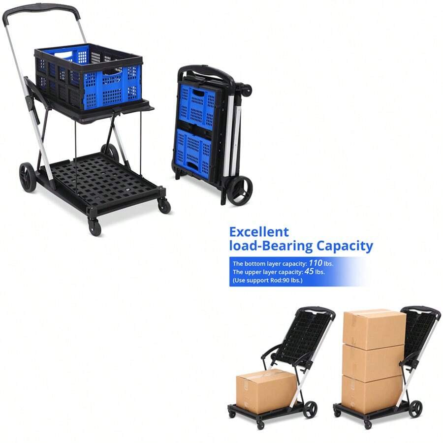 Collapsible Carts, Mobile Folding Trolleys, Shopping Carts With Storage ...