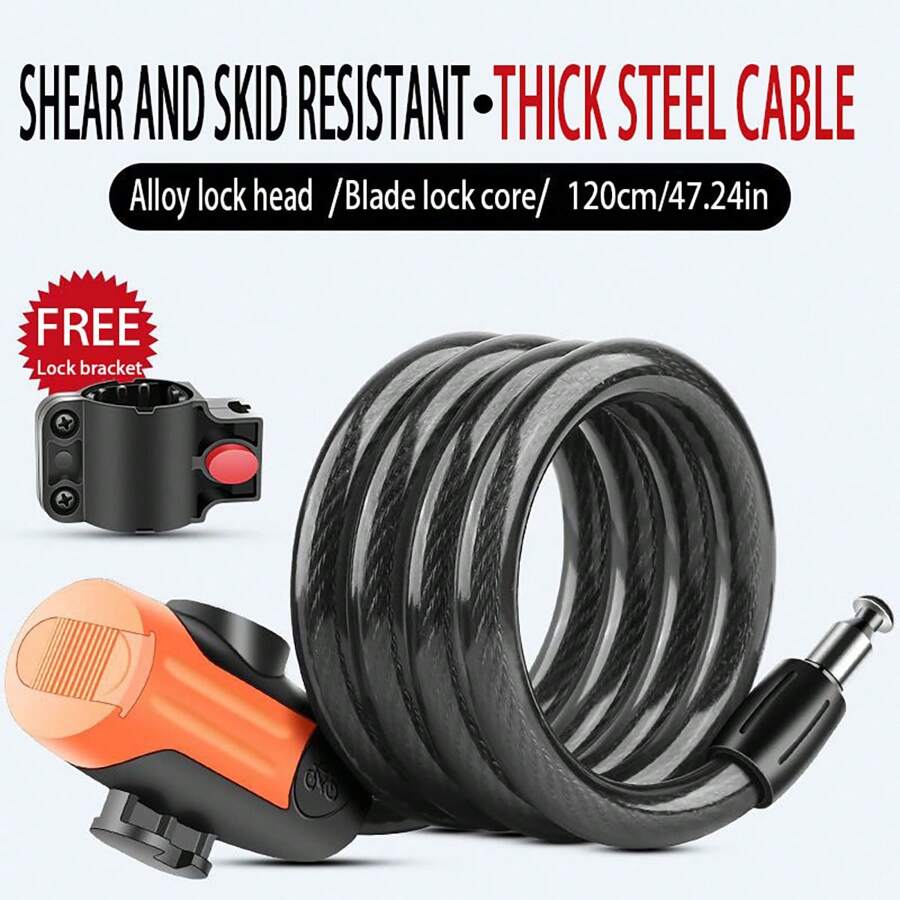 Bicycle Cable Lock With Keys, Anti-Theft Steel Wire Lock For Mountain ...