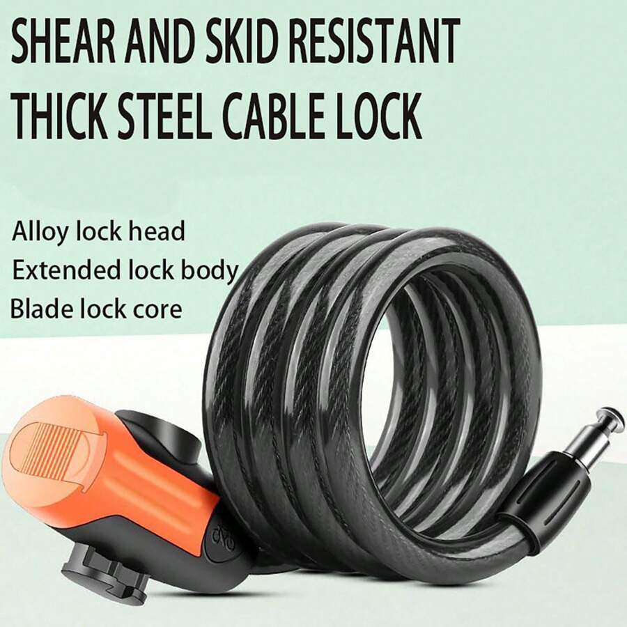 Bicycle Cable Lock With Keys, Anti-Theft Steel Wire Lock For Mountain ...