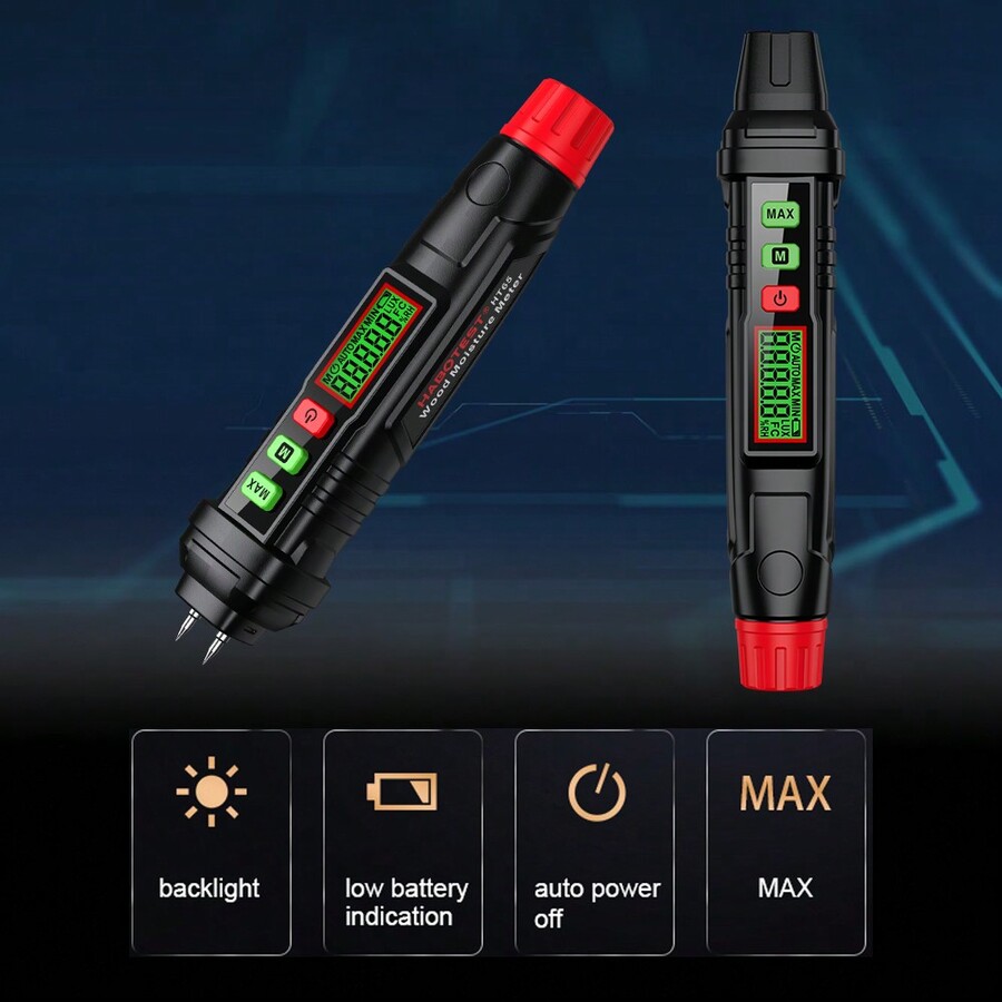 HABOTEST Wood Moisture Meter Tester HT65 Timber Damp Detector Paper ...