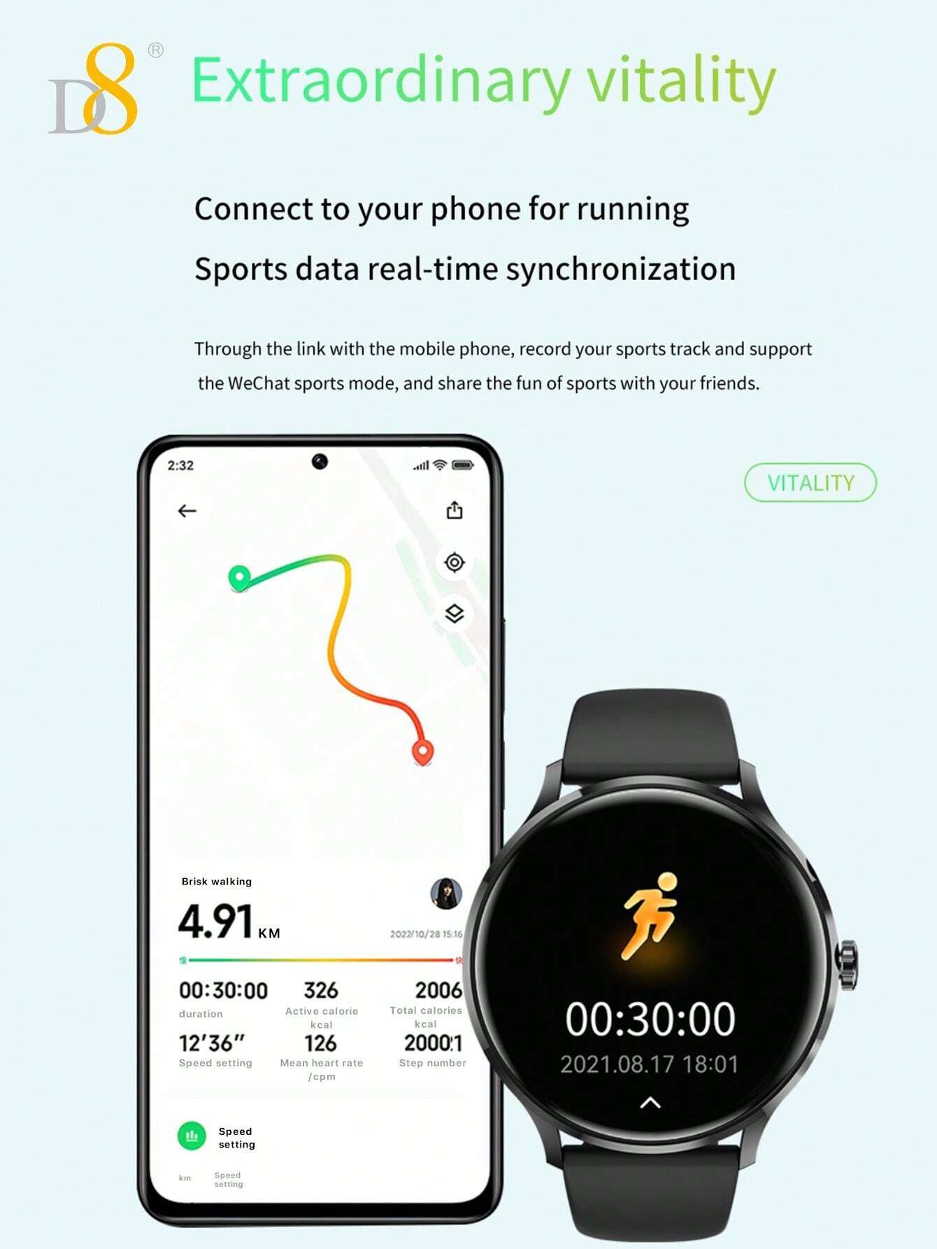 D8 Smartwatch D8 para mujeres, compatible con Android y iOS, con ...