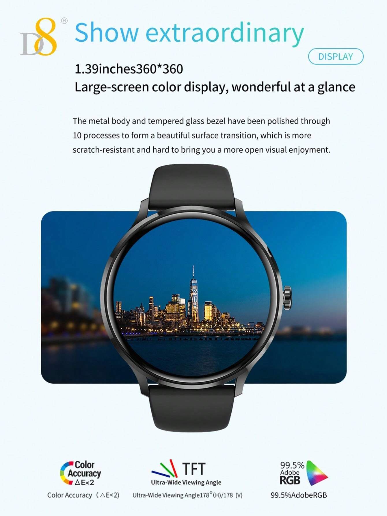 D8 Smartwatch D8 para mujeres, compatible con Android y iOS, con ...