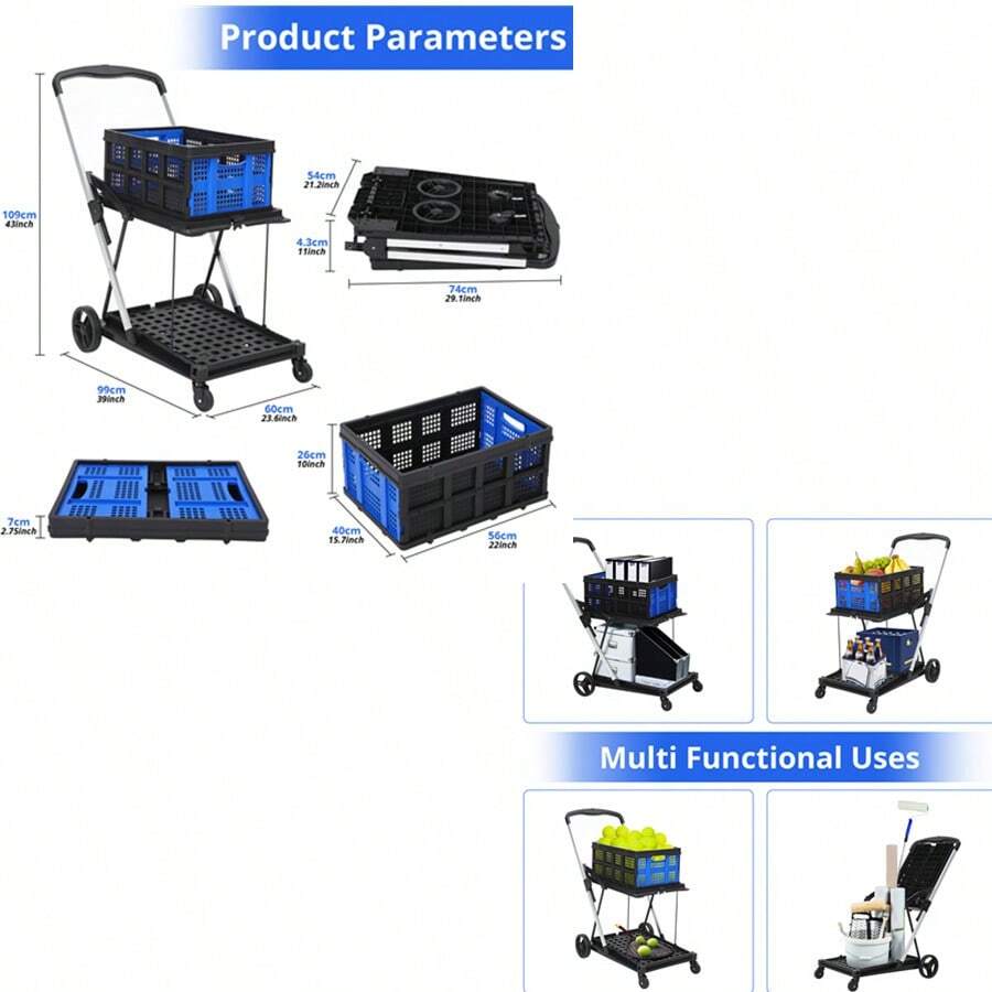 Collapsible Carts, Mobile Folding Trolleys, Shopping Carts With Storage ...