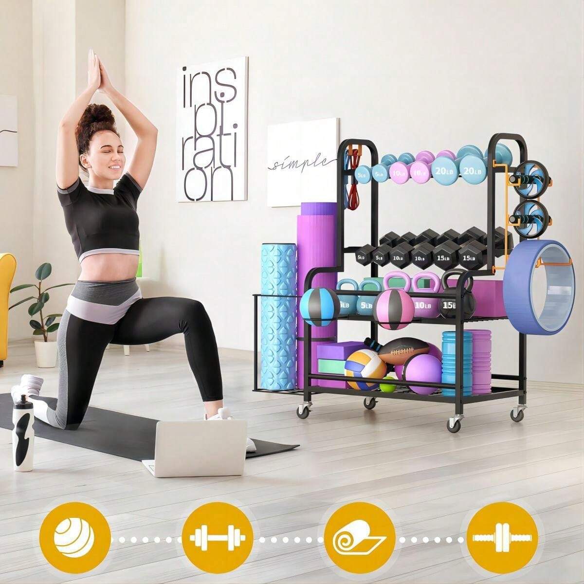 Yoga Mat Storage Rack Weight Rack For Dumbbells Home Gym Storage Rack ...