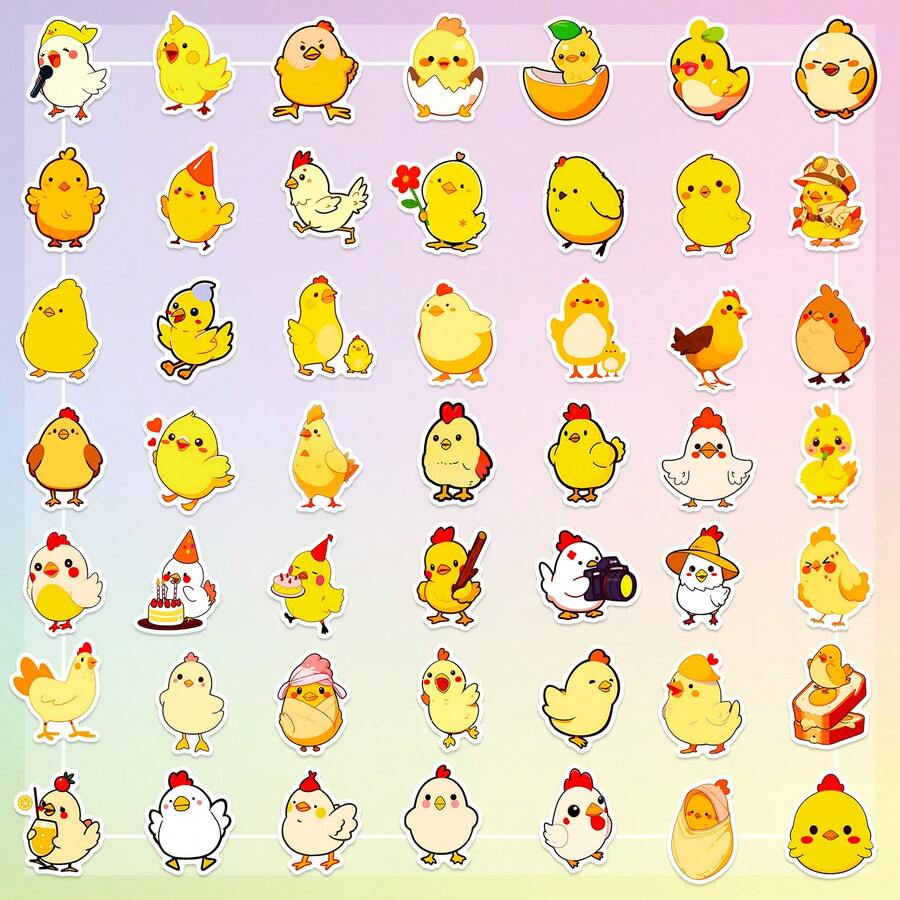 100pcs Water Bottle Stickers, Cute Yellow Chicken & Duck Vinyl ...