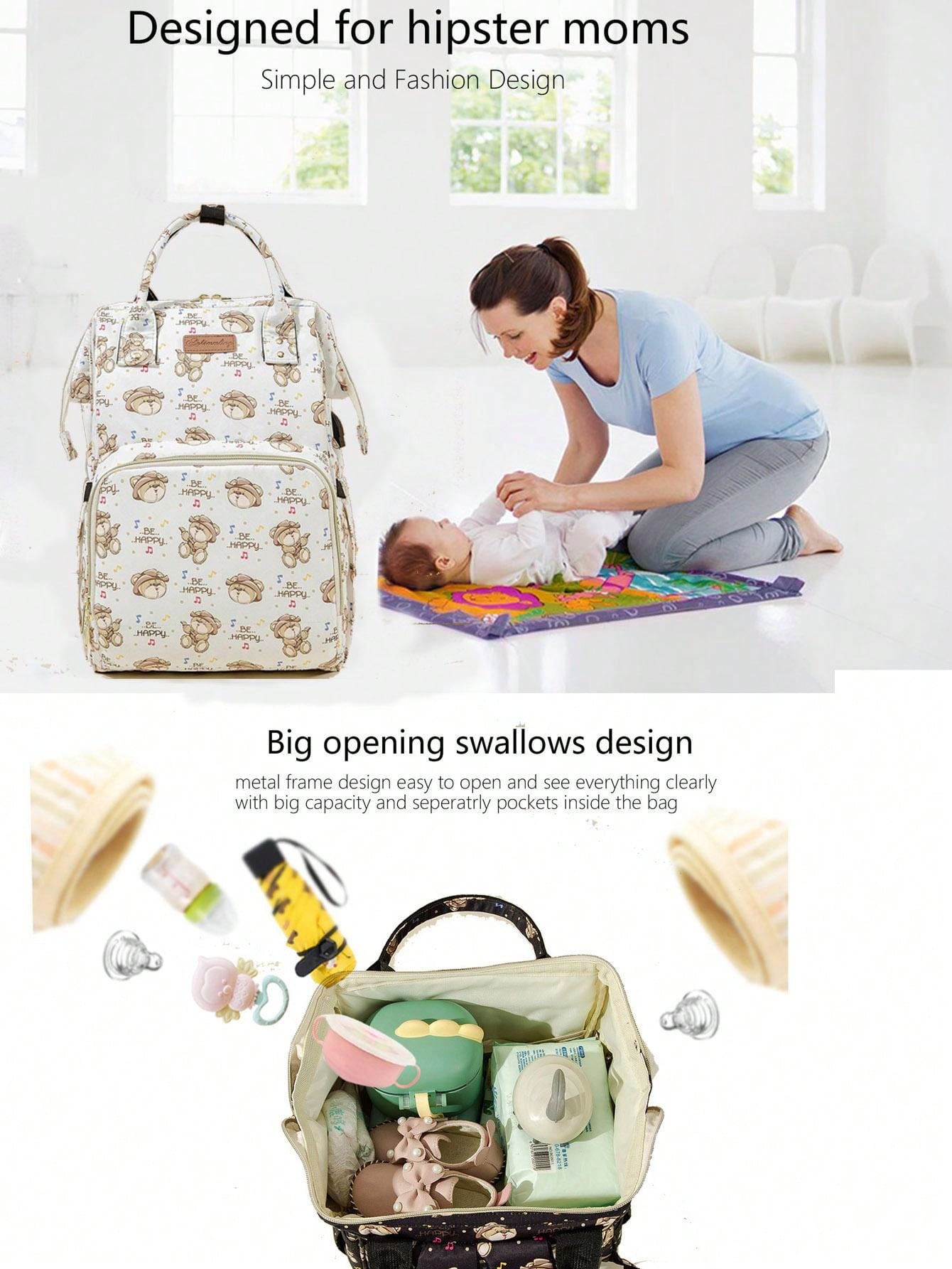 Baby Diaper Bag Backpack -Print Baby Bag For Girl Boy Newborn Unisex ...