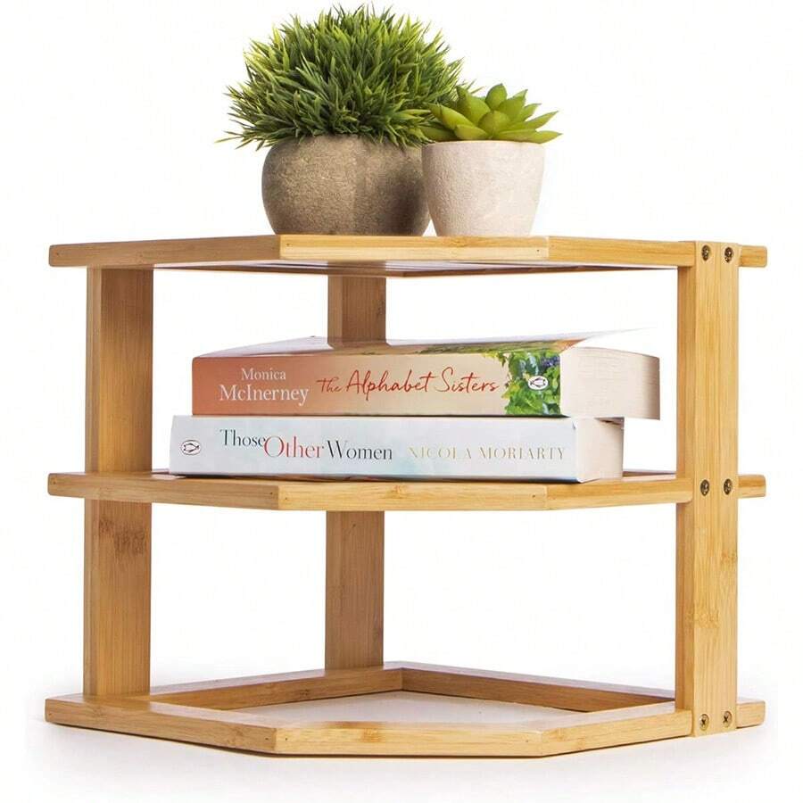 Beijiyi Bamboo 3 Tier Corner Shelf | Kitchen Cupboard Storage Organiser ...