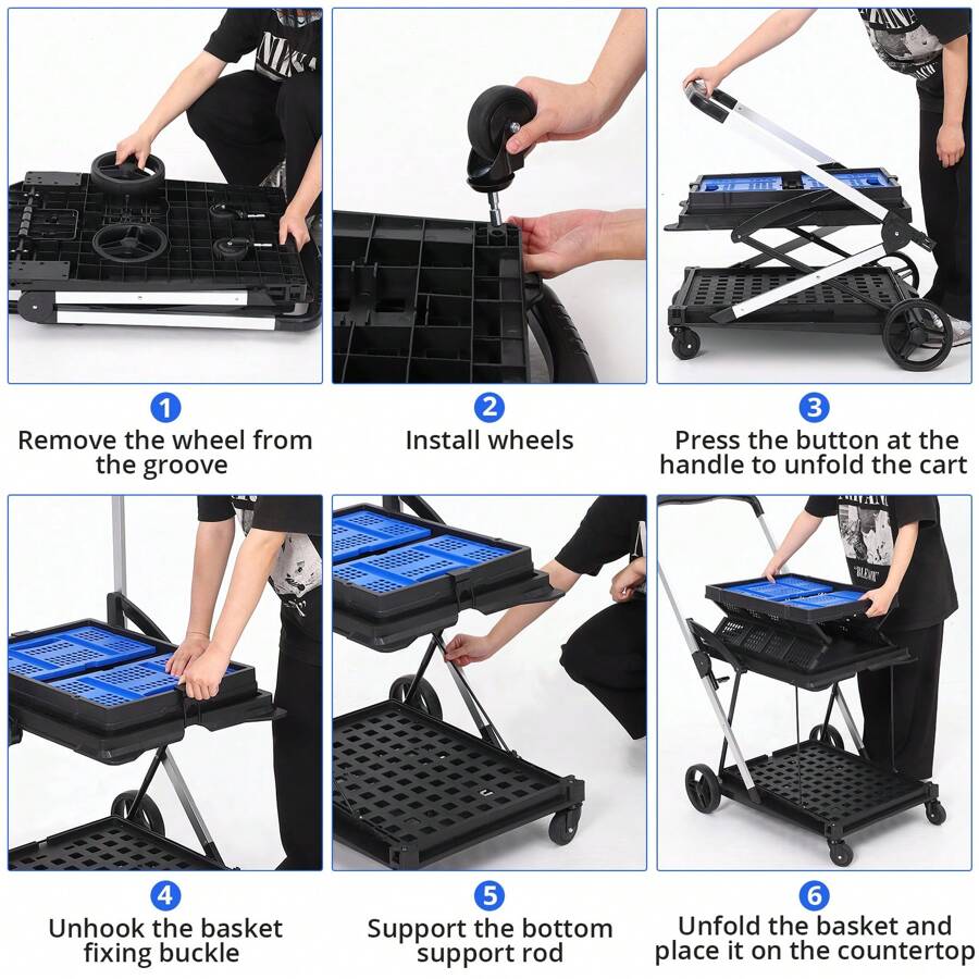 Collapsible Carts, Mobile Folding Trolleys, Shopping Carts With Storage ...