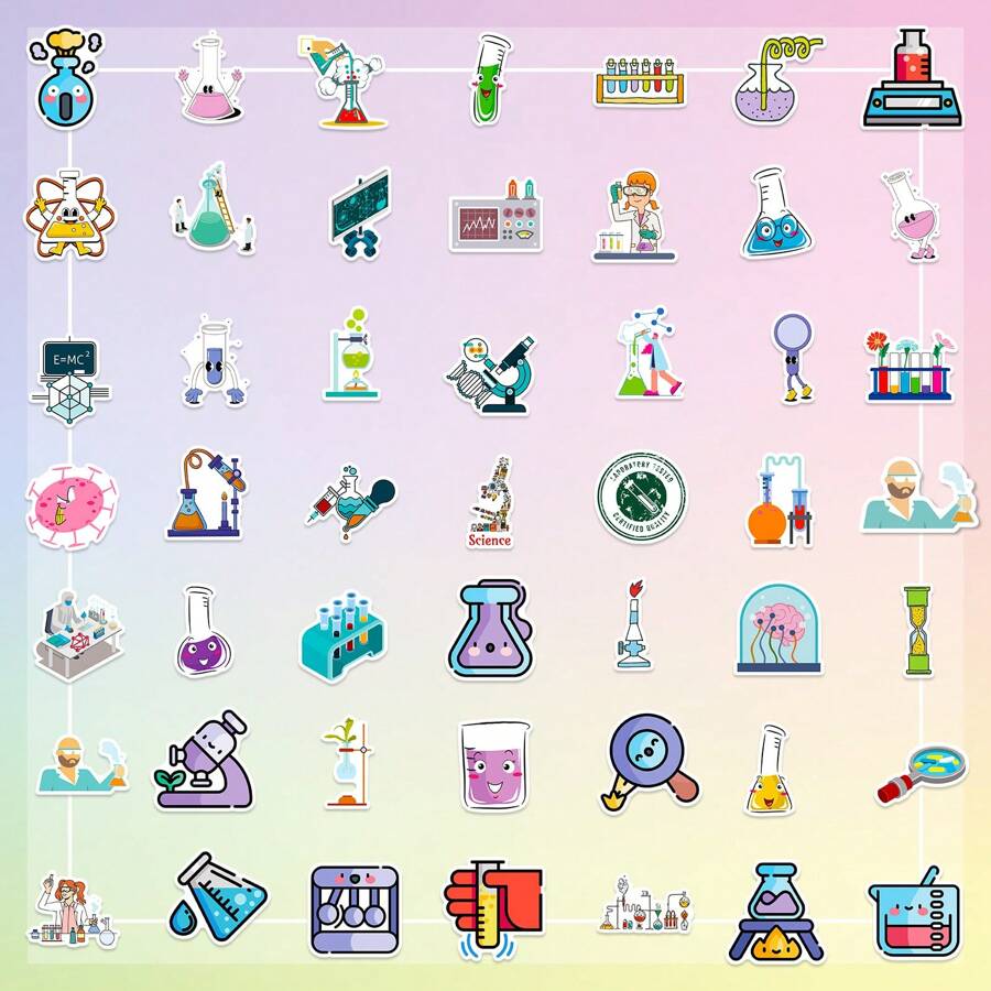 100pcs Science Stickers Pack, Physics Chemistry Biology Experiment ...