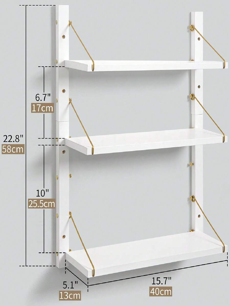 SUMGAR Wall Shelves 3 Tier, Adjustable Floating Bathroom Wall Shelves ...