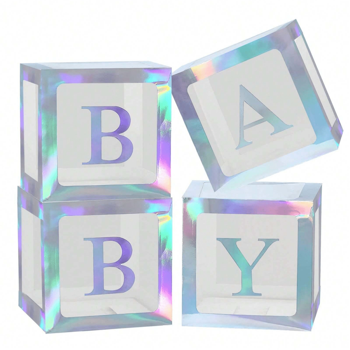 Blue Baby Boxes With Letters For Baby Shower,1 Set Of 4Pcs Box And Baby ...