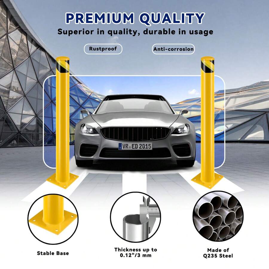 Safety Bollards Post, 42 Inches Height Steel Bollard Safety Parking ...