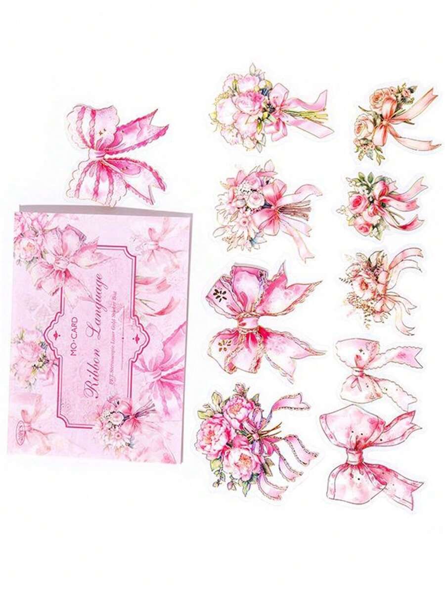 20 Sheets Pet 3d Laser Gold Sticker Pack, Dreamy Fabric Series For ...