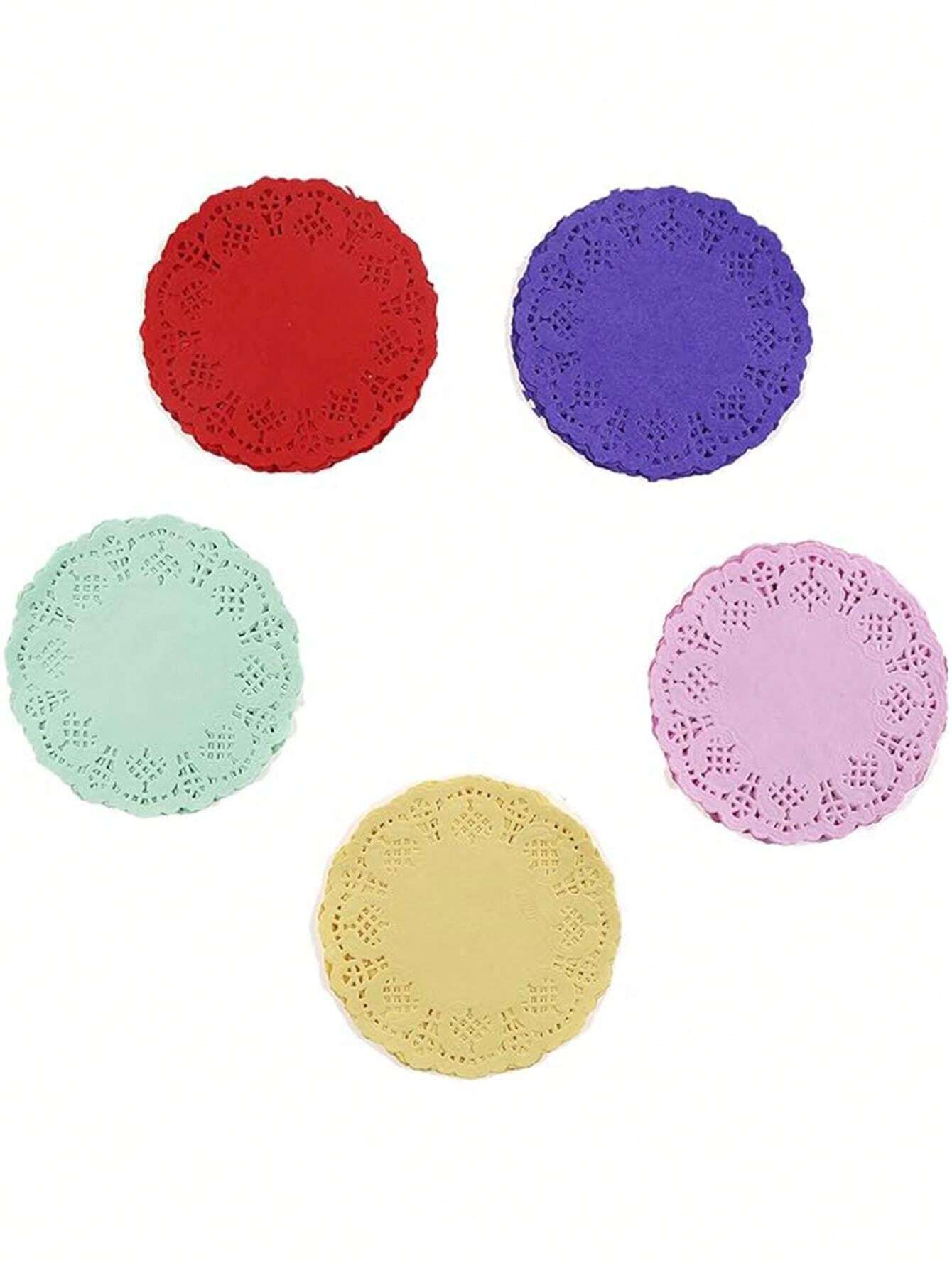 100 Pieces Assorted Colors Floral Round Paper Doilies For Cakes ...