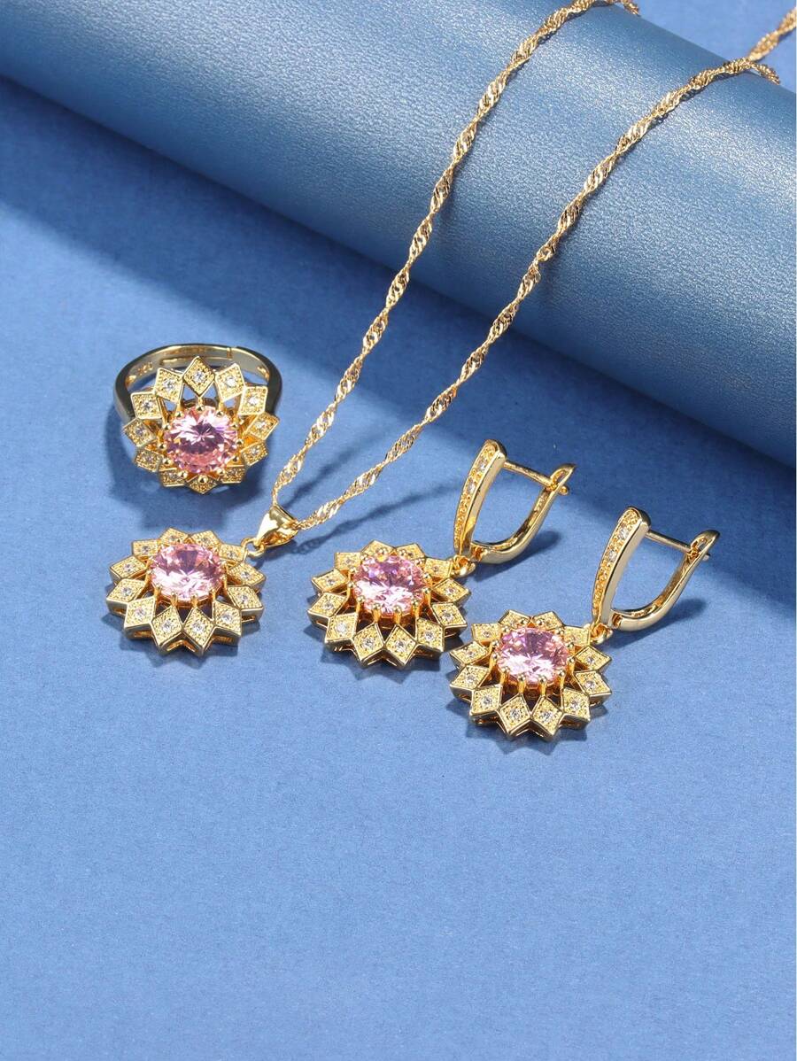 18K Gold Plated Fashion Luxury Costume Elegant Women Bridal Flower ...
