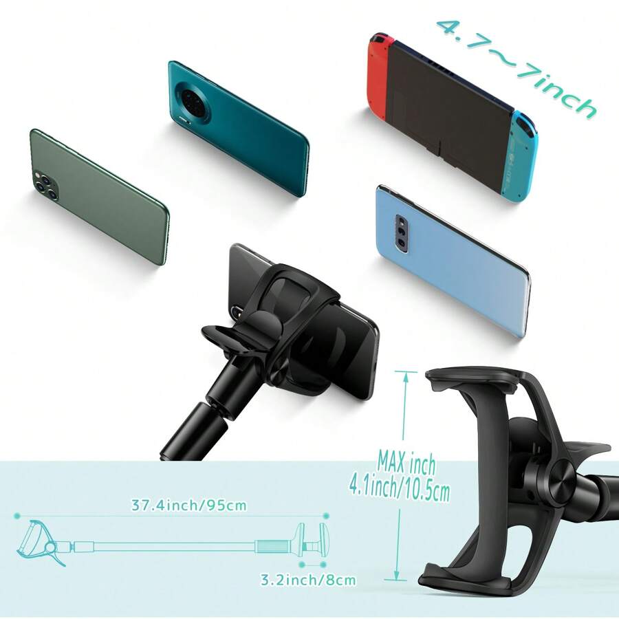 SAIJI Gooseneck Phone Holder Flexible Black Long Leather Phone Stand ...