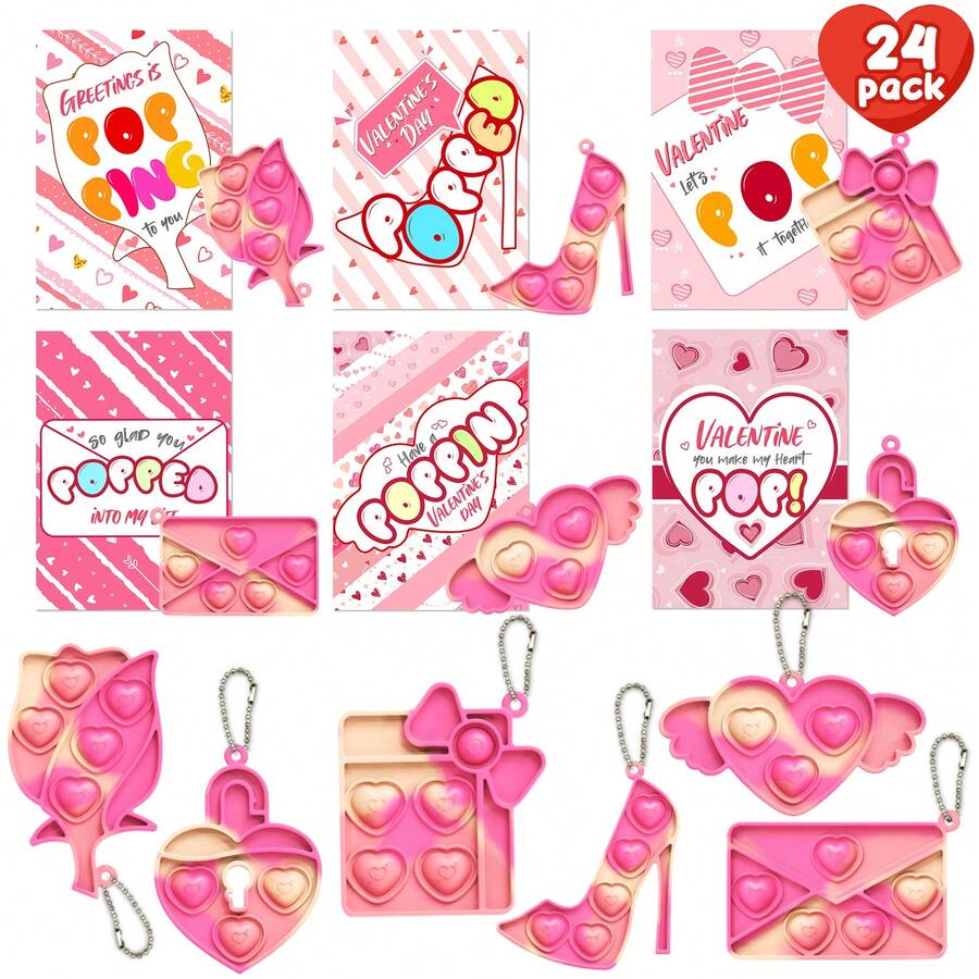 Valentines Day Gifts,Valentines Day Cards , 24 Mini Pop Fidget Toys ...