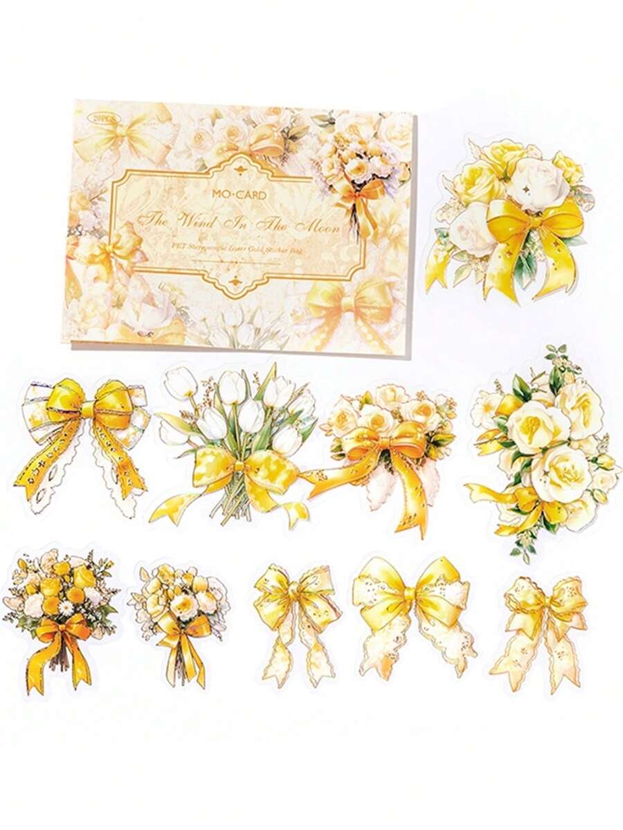 20 Sheets Pet 3d Laser Gold Sticker Pack For Dreamy Textile Series ...