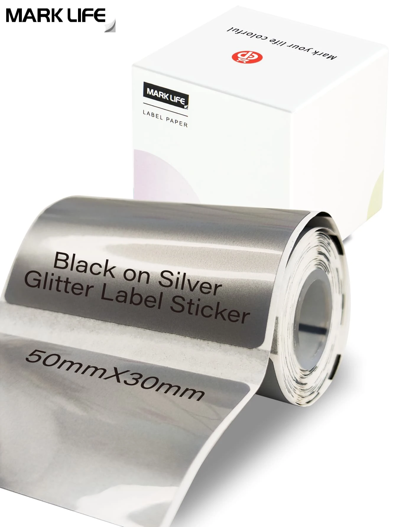 MARKLIFE Label Maker Tape, Black On Silver Glitter Label Sticker ...