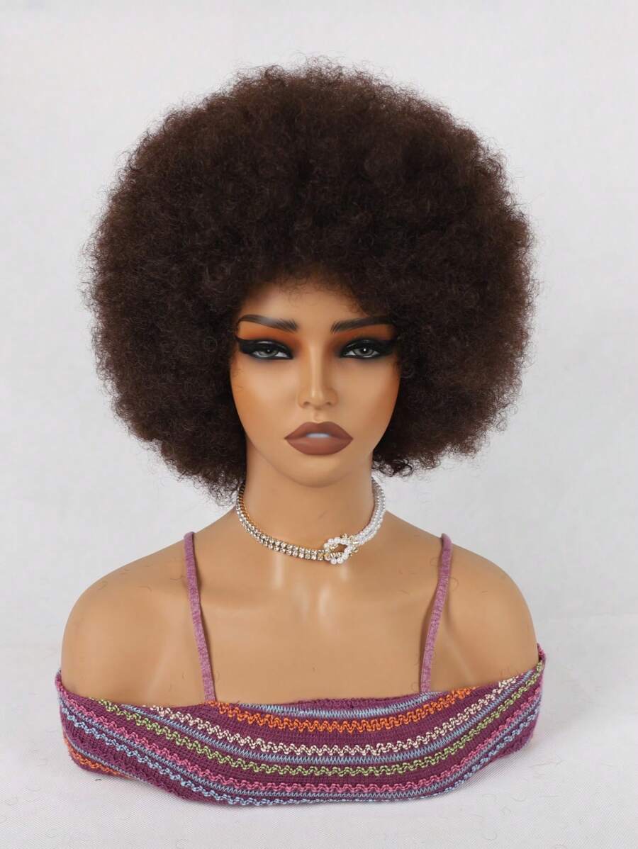 Short Afro Wigs For Black Women Glueless Wear And Go Wig 70's Afro Puff ...