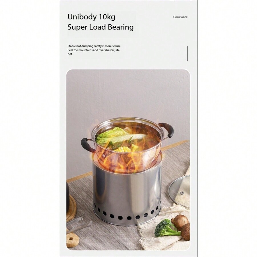 Black Stainless Steel One-Piece Integrated Wood Burning Stove For ...