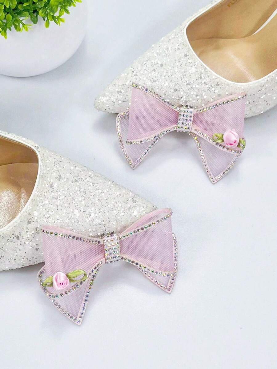 1 Paar Abnehmbare Rosa Schuh Clips Aus Hochwertigem Material Mit Strass ...