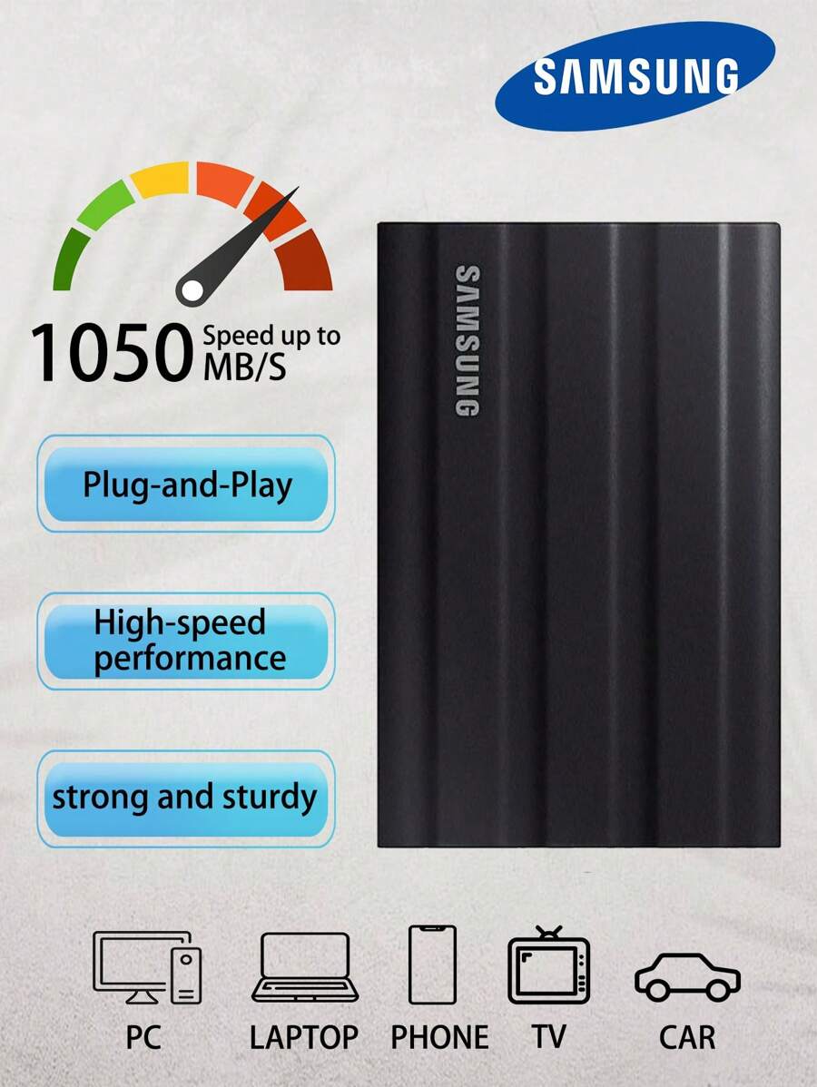 Samsung Portable SSD Black T7 Shield 1TB 2TB High Speed External Disk ...