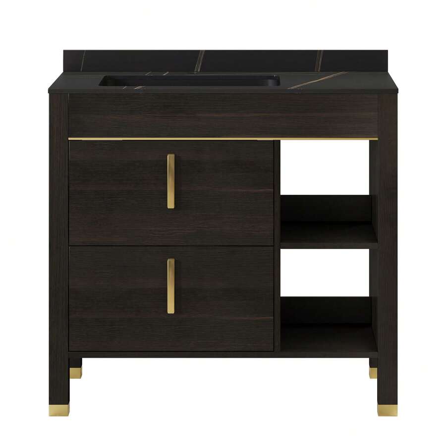 36 Inch Bathroom Vanity Cabinet Storage With Sink Combo With 2 Drawers