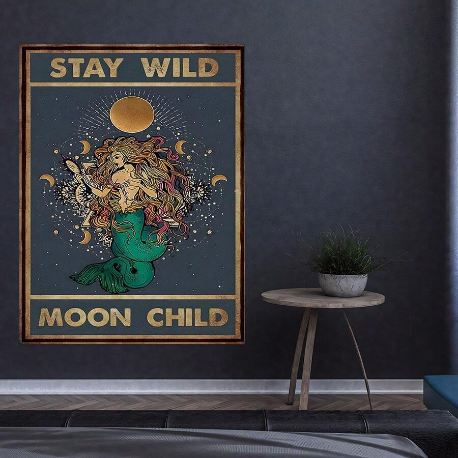 1 Peça/conjunto De Pôster De Lona Retrô Impressão De Pintura De Menina ...