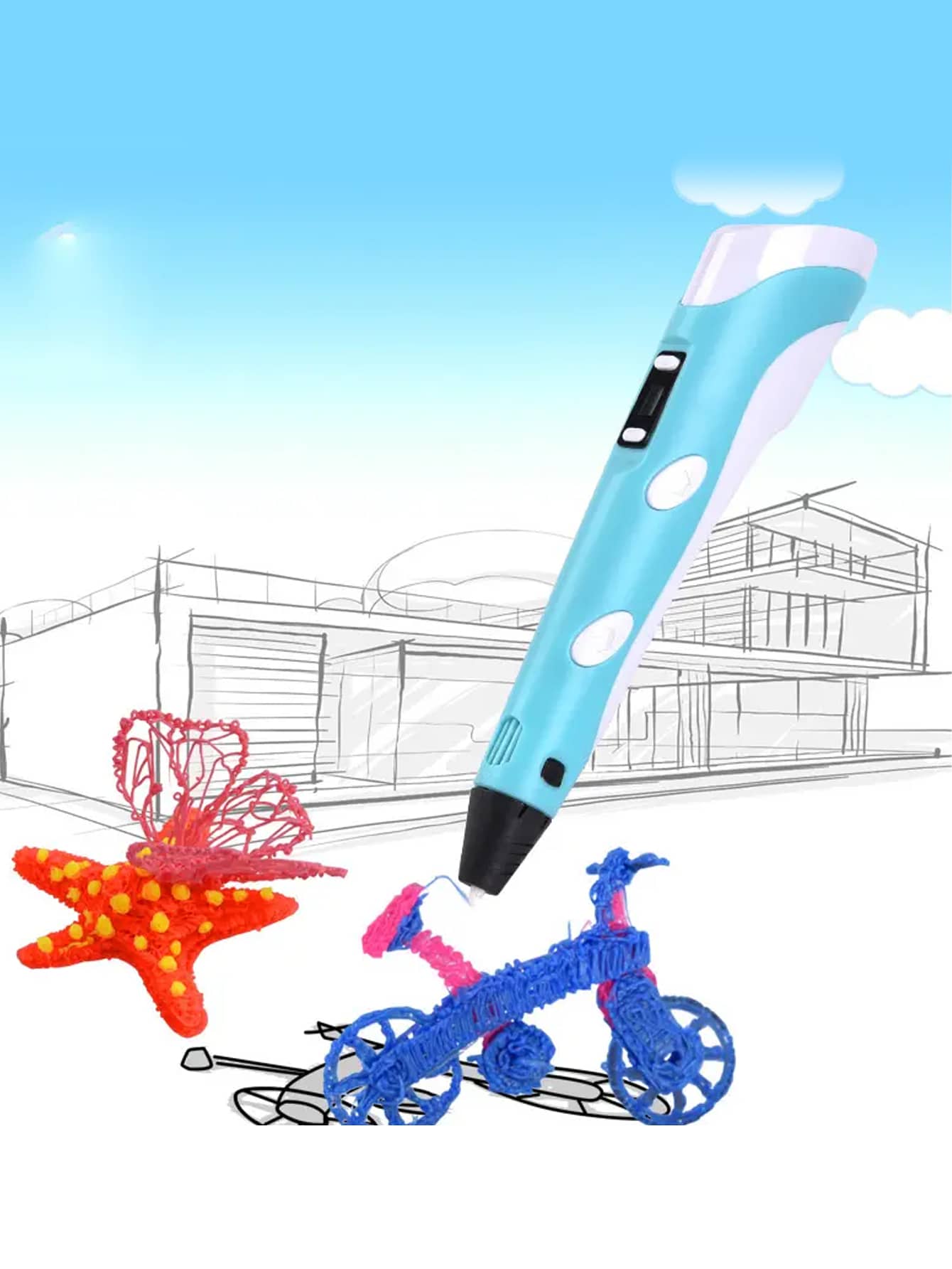 3d Printing Pen With Display Screen - Includes 3d Pen, 3 Colors Of Pla ...