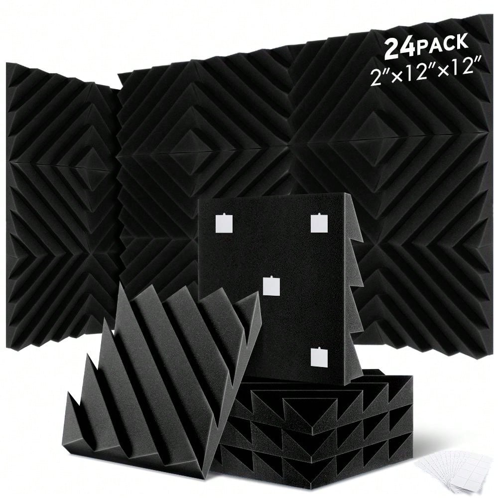 24 Pack-12x12x2 Inches Acoustic Panels, Sound Proof Foam Panels Wall ...