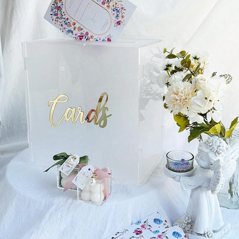 Translucent Frosted Wedding Card Box With LED Light, Simple DIY Acrylic ...