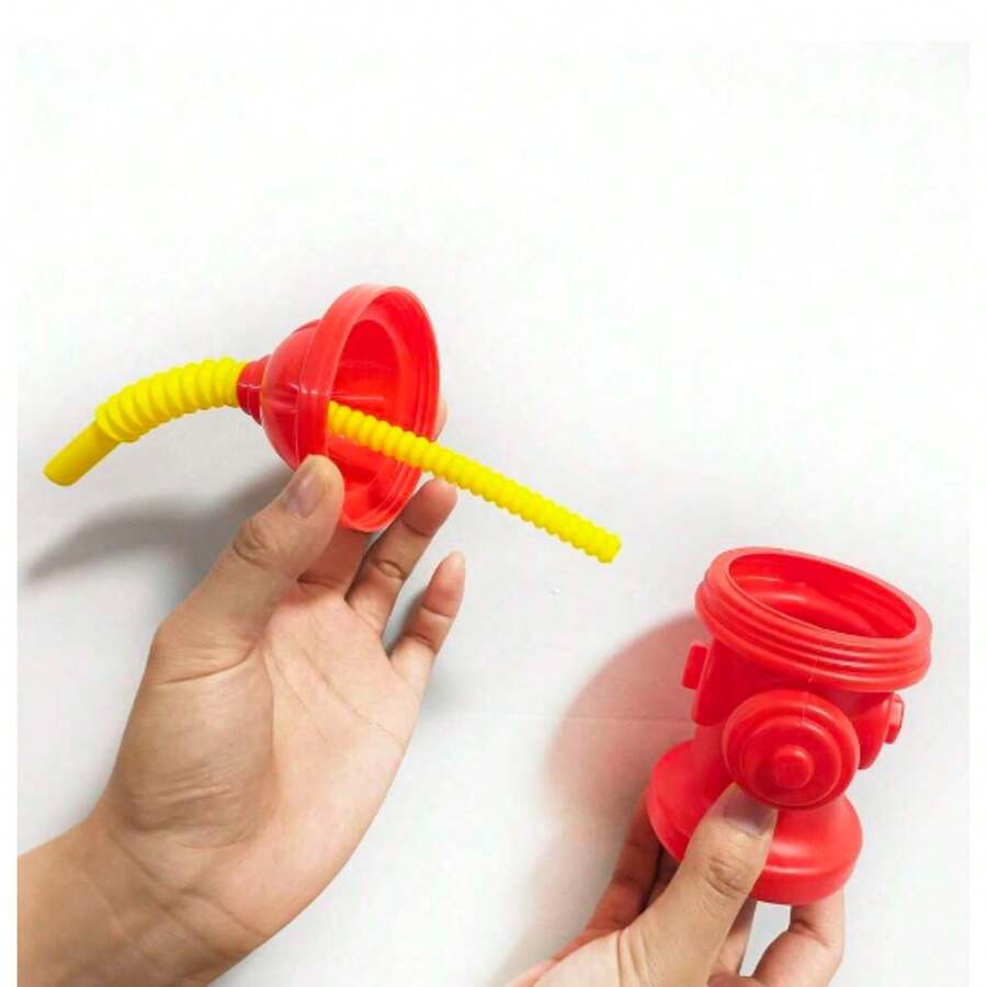 1/2/4 Pcs Plastic Fire Hydrant Straw Cup With Lid, Fireman Birthday ...