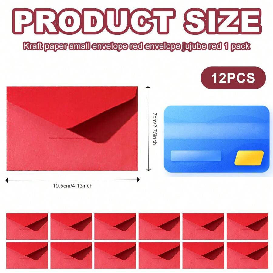 12Pcs/24Pcs Red Packet Simple Kraft Paper Envelopes Chinese Red ...