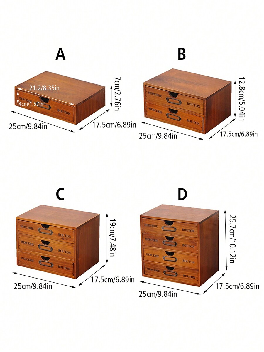 1/2/3/4 Wooden Storage Box Vintage Wooden Drawer Storage Box Drawer ...