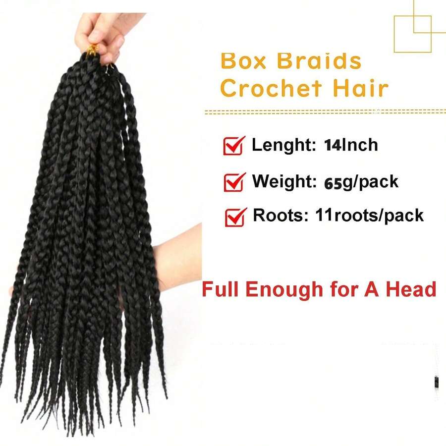 1pc Big Loop Box Braids Crochet Hair 14 Inch Prelooped, Short Three ...
