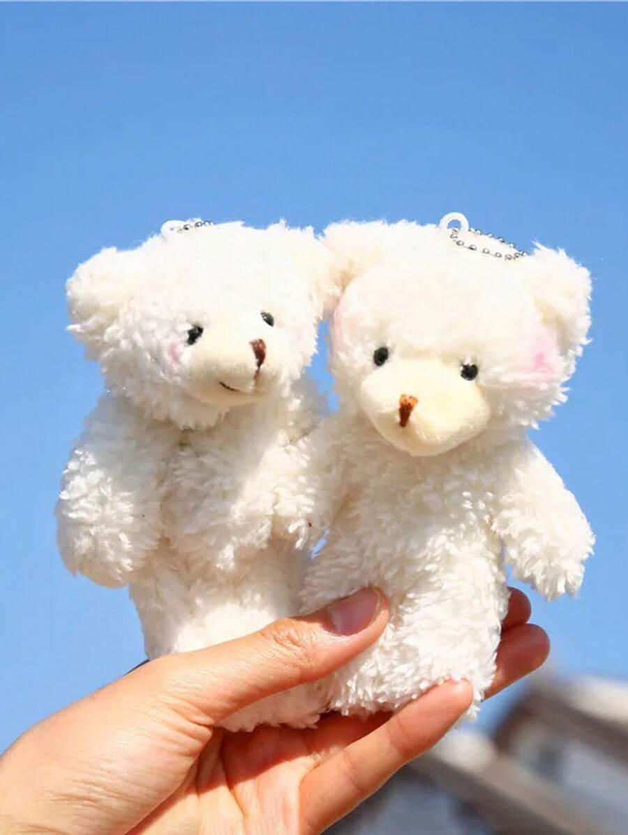 5Pcs Cute Mini White Blush Teddy Bears , 4.7 Inch Tiny Soft Stuffed Teddy Bear, Mini Plush Bears ...