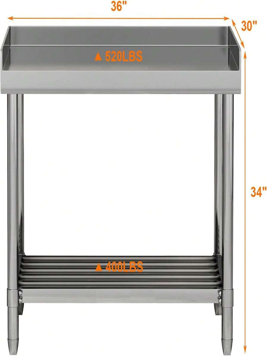 Stainless Steel Work Table 36x24 Inch / 48 X 24 Inch With Backsplash ...