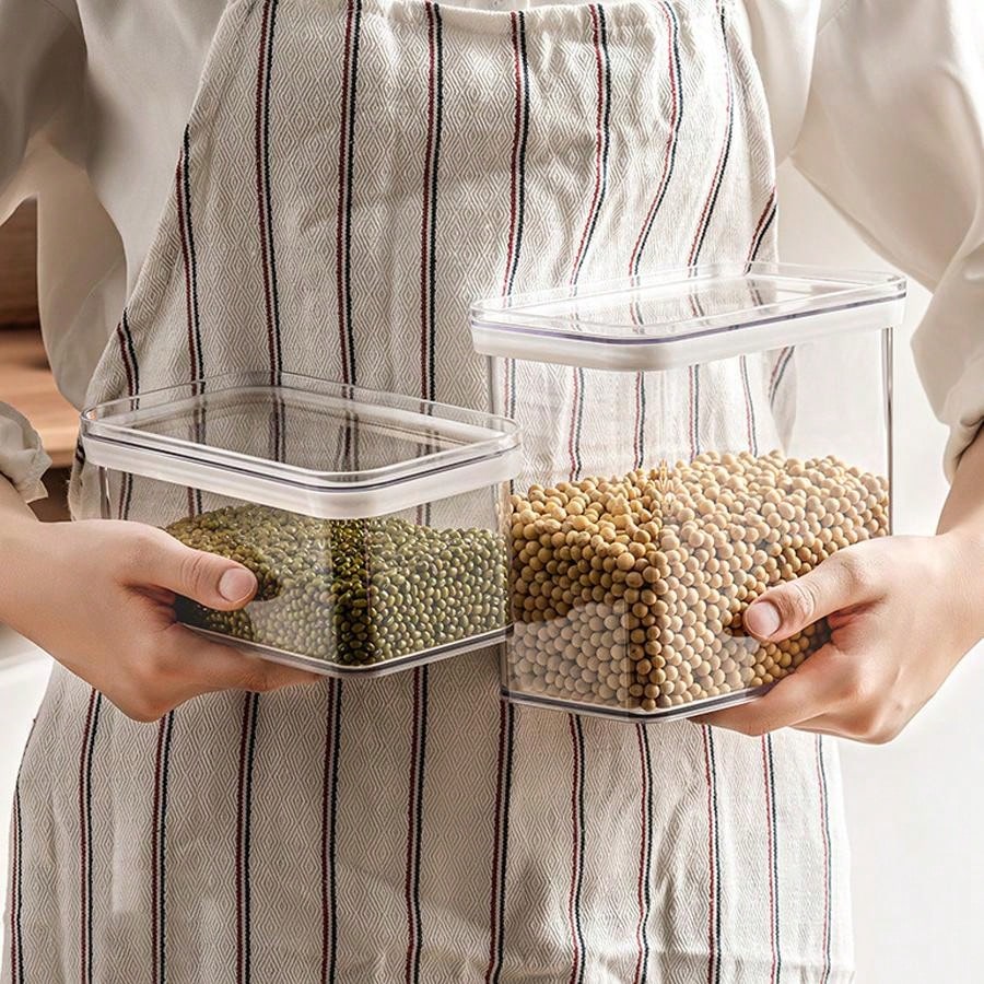 1pc Sealed Food Storage Container, Plastic Canister With Lockable Lid ...