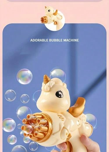 Summer Unicorn Animal Bubble Machine, 10-Hole Electric Gatling Bubble ...