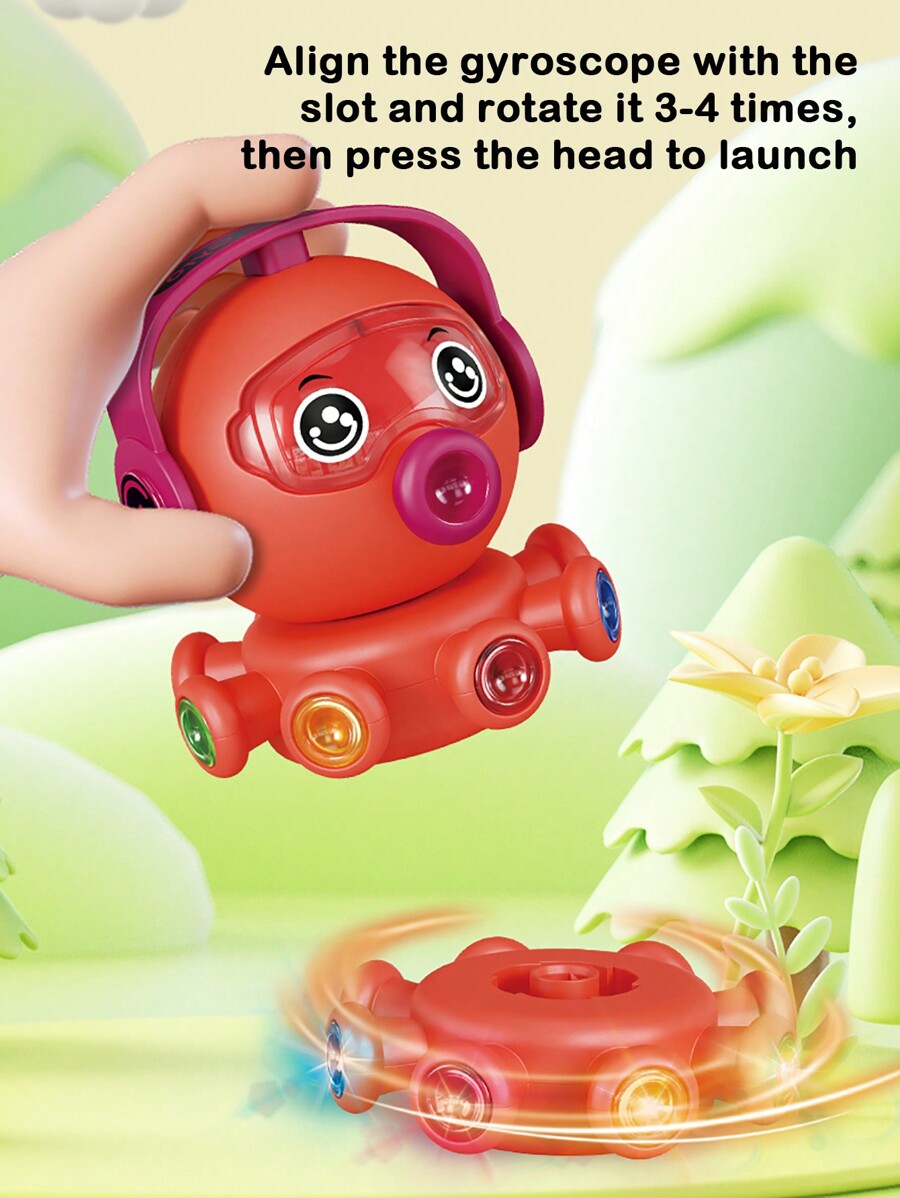 Cute Octopus Light-Up Spinning Top Toy With One-Button Launch ...
