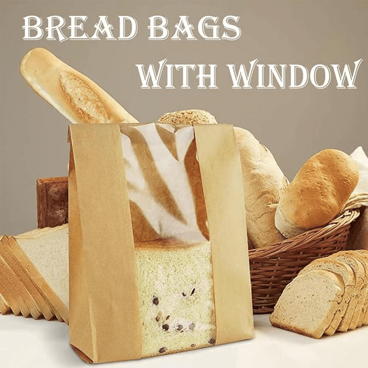 25 Packs Paper Bread Bags With Window Bread Bags For Homemade Bread ...