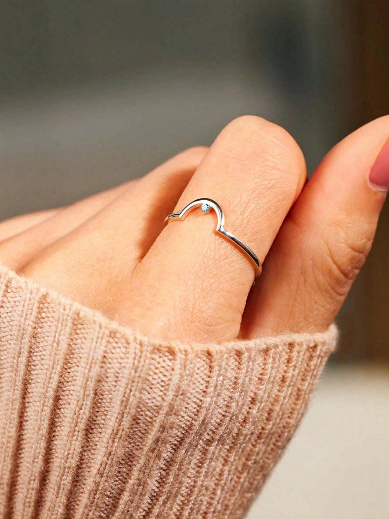 1pc Minimalist Versatile S925 Sterling Silver Arched Semi-Circular Ring ...